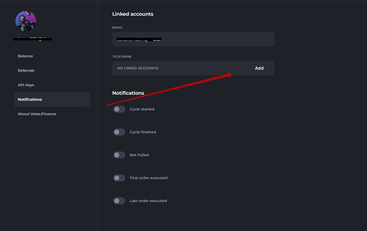How to turn on a Telegram notification – Veles Help Center