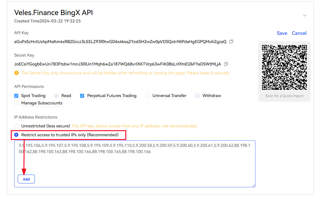 How to create an API key on BingX and bind it to Veles – Veles Help Center